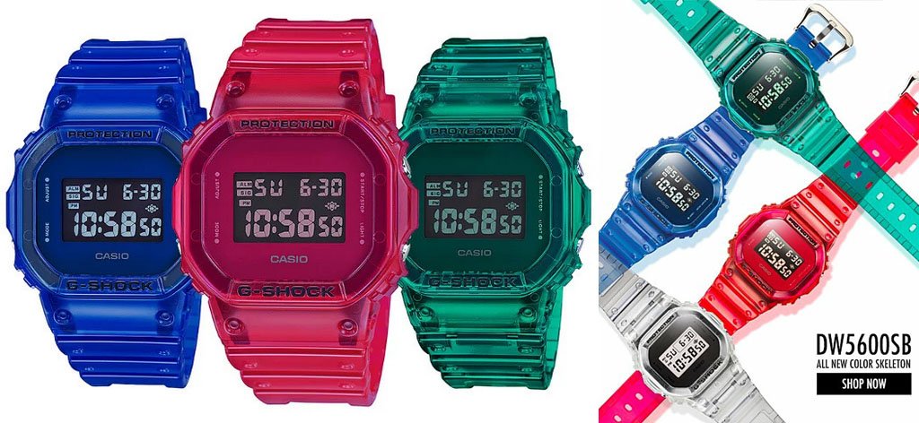 Casio G-Shock Presents New, Trendy 90s COLOR SKELETON Digital Watches ...